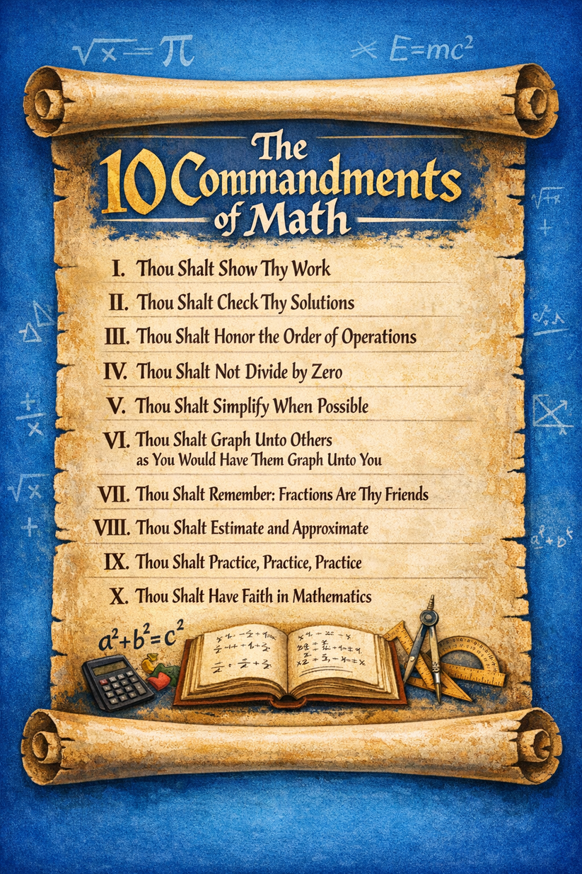 The 10 Commandments of Math – Printable Classroom Poster – WJC Products ...
