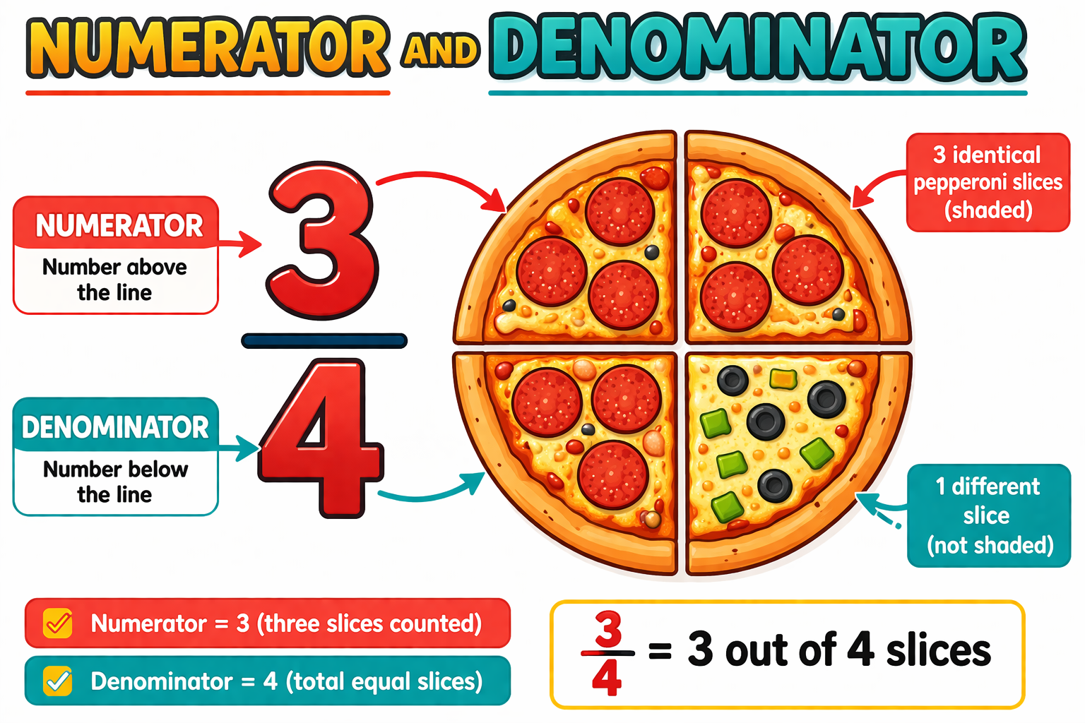 Understanding Fractions with Pizza Slices – Printable Poster – WJC ...